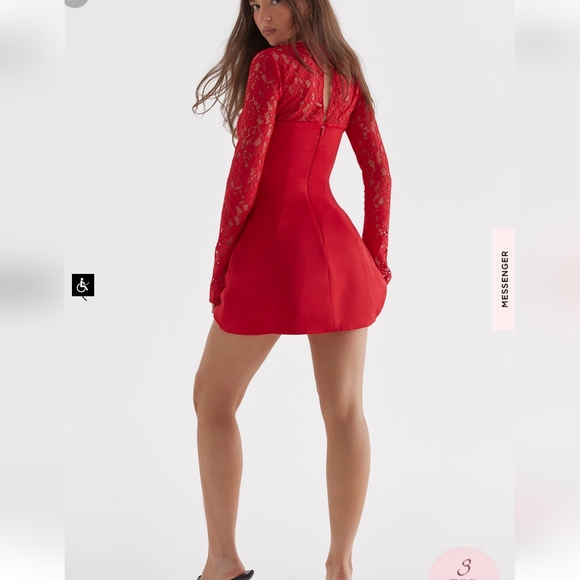 House of CB | Dresses | House Of Cb Jennica Red Rose Satin And Lace ...